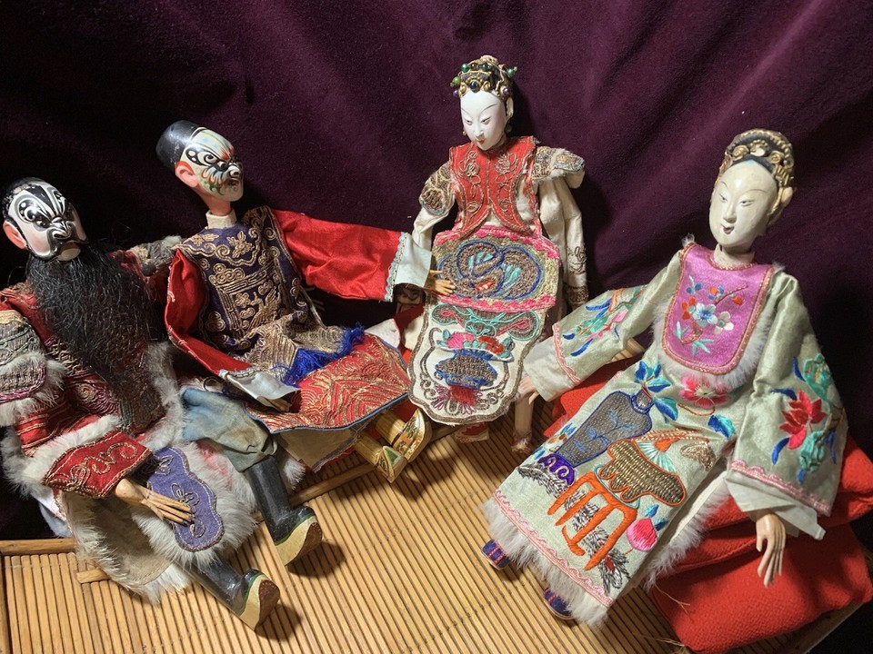 ANTIQUE 11" CHINESE OPERA DOLL SPECTACULAR EMBROIDERED* SCULPTED ...