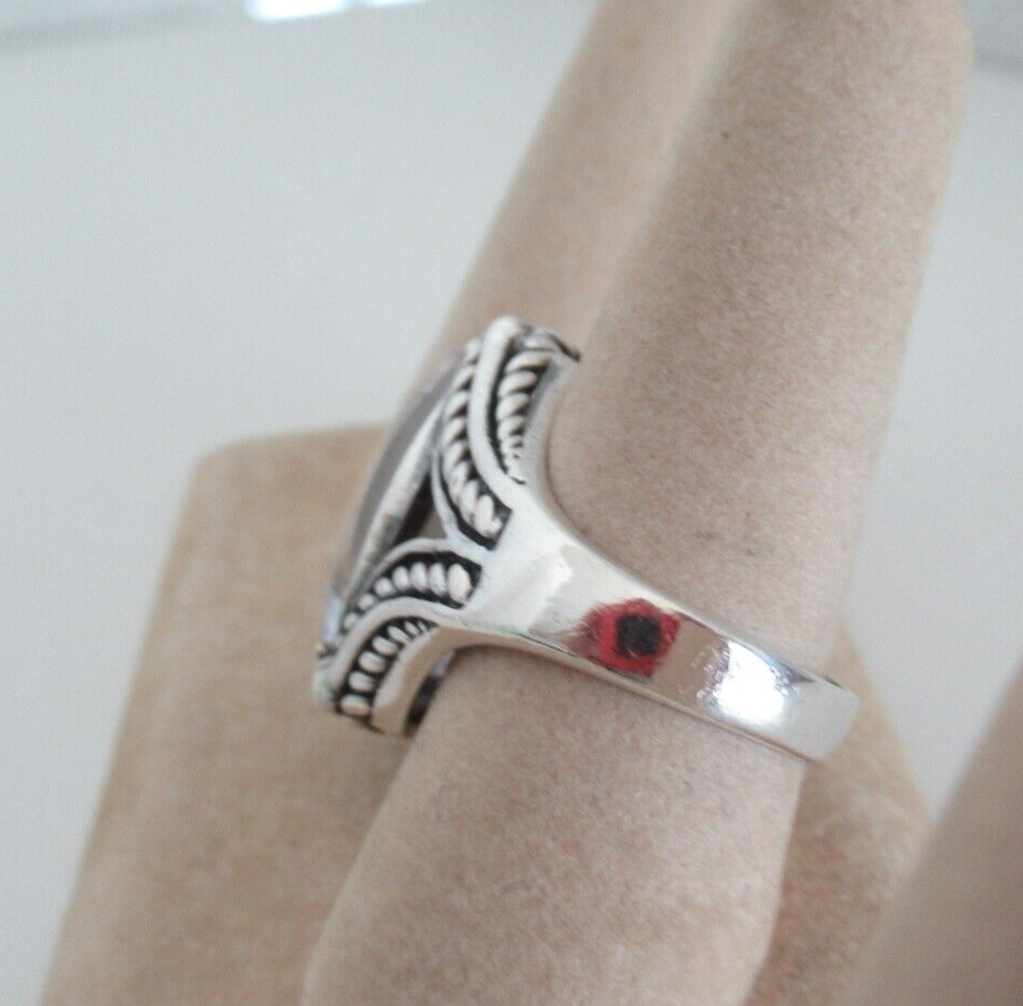 Sterling Silver 925 WS 20mm x 13mm White Topaz Stone Statement Ring Size 8.5 | eBay