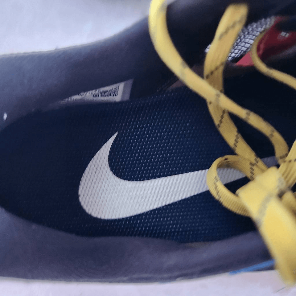 Nike 8.5 runner shoe black neon blue atheltic gym shoes | eBay