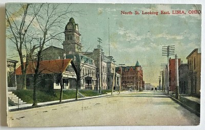 Antique Postcard North St. Looking East, LIMA, OHIO c 1909 | eBay