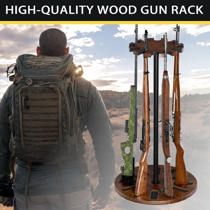 Indoor 12 Guns Rack Rotating Gun Rifle Rack Stand Heavy Solid Wood Gun ...