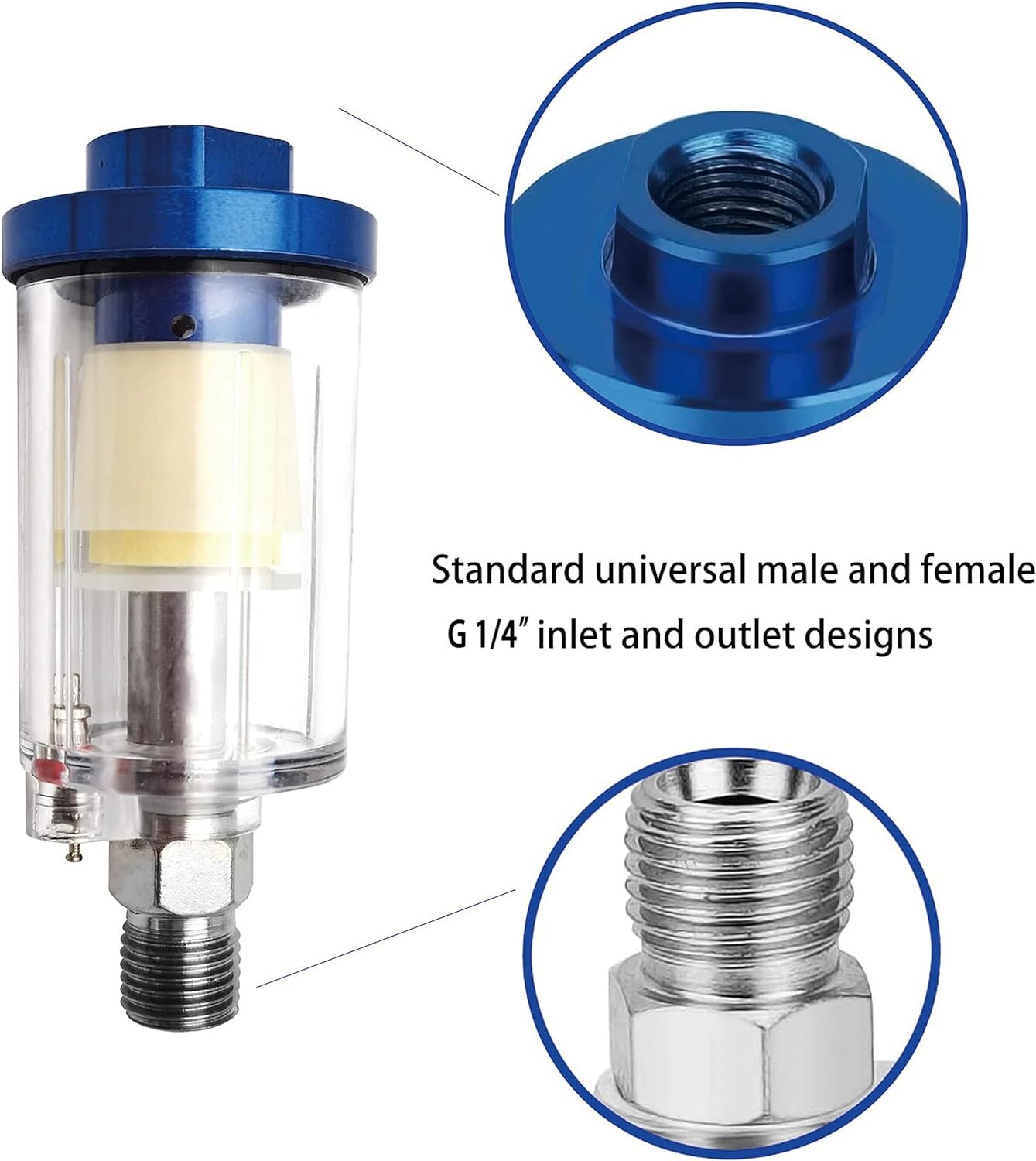 RLECS Air Line Water and Oil Separator 1/4 in NPT - Moisture Trap ...