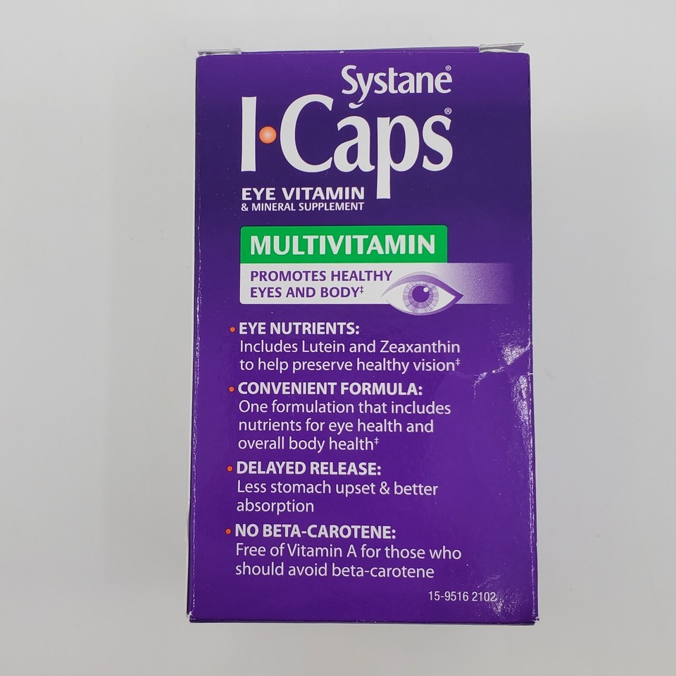 Systane ICaps Eye Multivitamin Formula Supplement 100 Coated Tablets 3/ ...