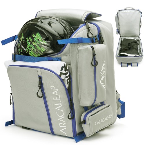 Ski Boots Bag Backpack 65L, Fully Padded Ski Snowboard Gear Bag Travel ...