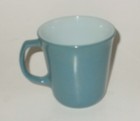 Vintage Corning Pyrex Coffee Mug Cup Slate Blue Milkglass Center D ...