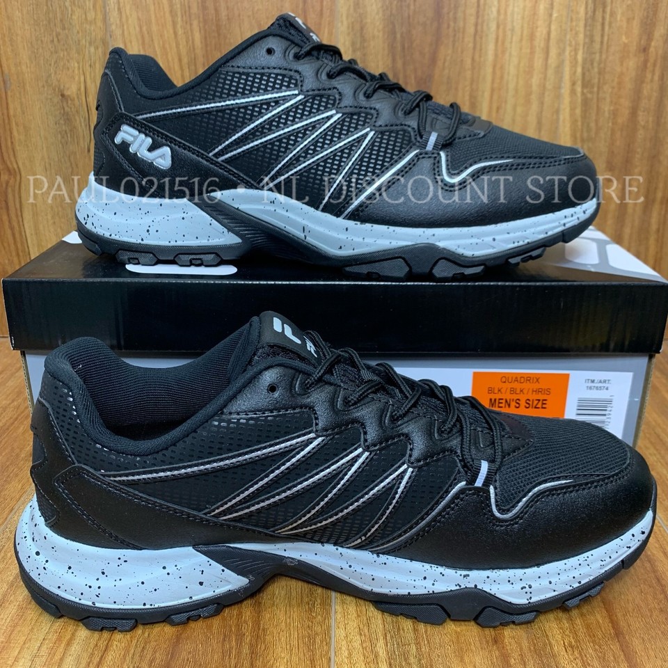 FILA Men's Quadrix Cool Max Lightweight Running Sneakers Shoes ~ Black ...