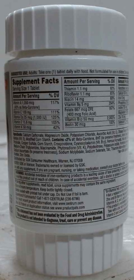 NEW BUNDLE OF 3 Centrum Silver 65-Tablets Women 50+ Multivitamin ...