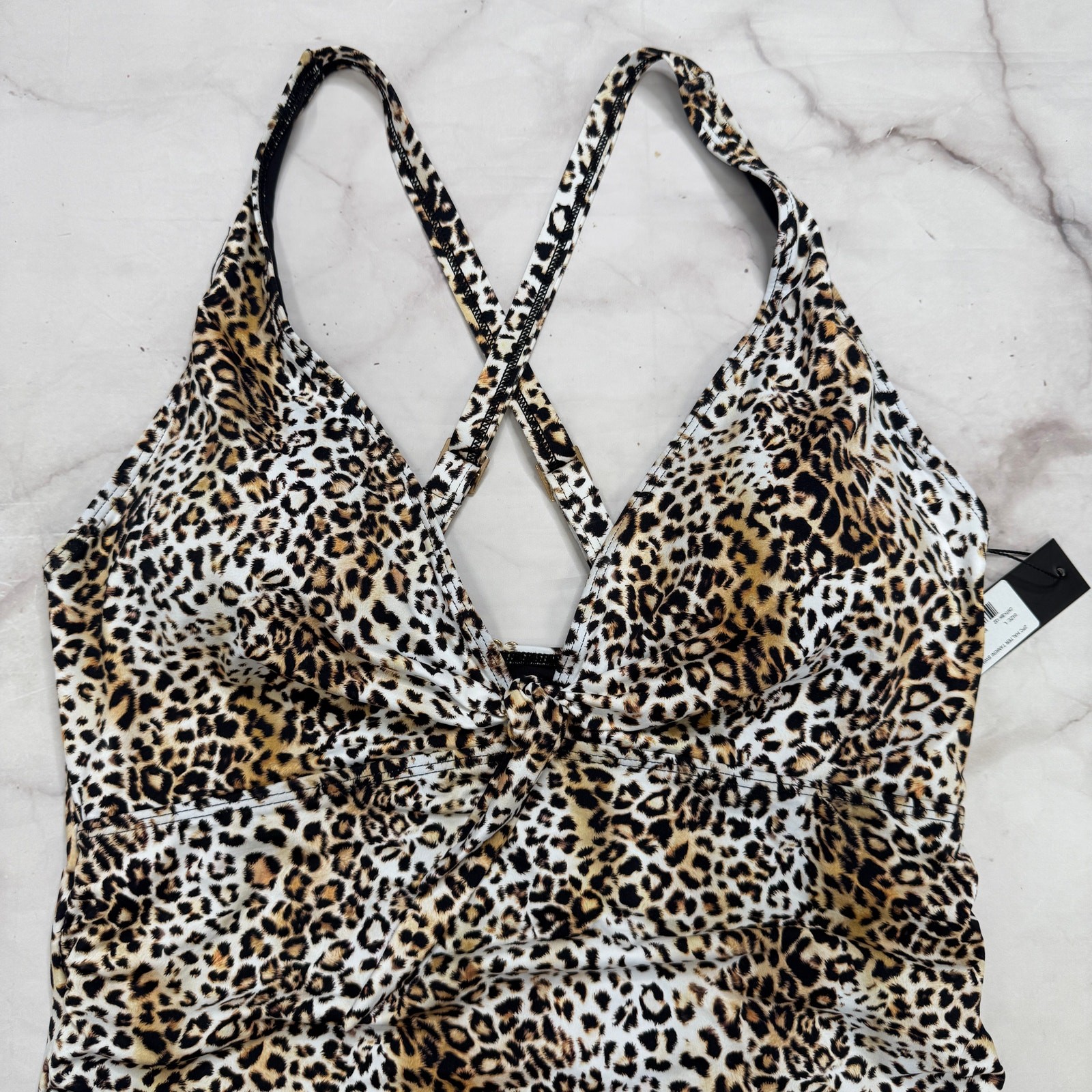 Catherine Malandrino Leopard Print Tankini Top Size L, Slimming