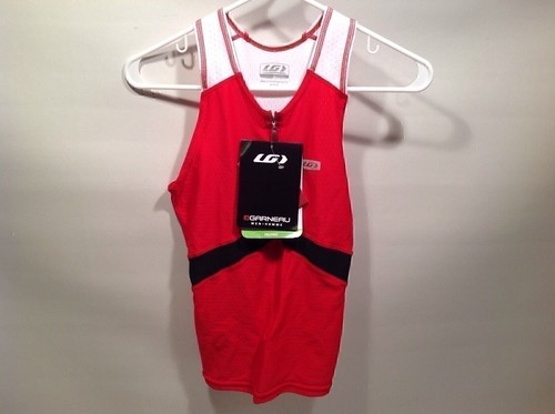 Louis Garneau Triathlon Pro Tank tri 3/4 Zip Red W/Carbon-X Mesh Medium ...