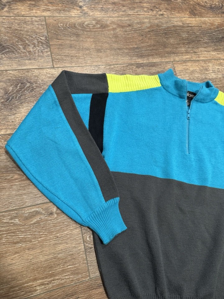 Vintage 80s DEMETRE Slalom Snow Ski Turquoise Neon Green Black Wool ...