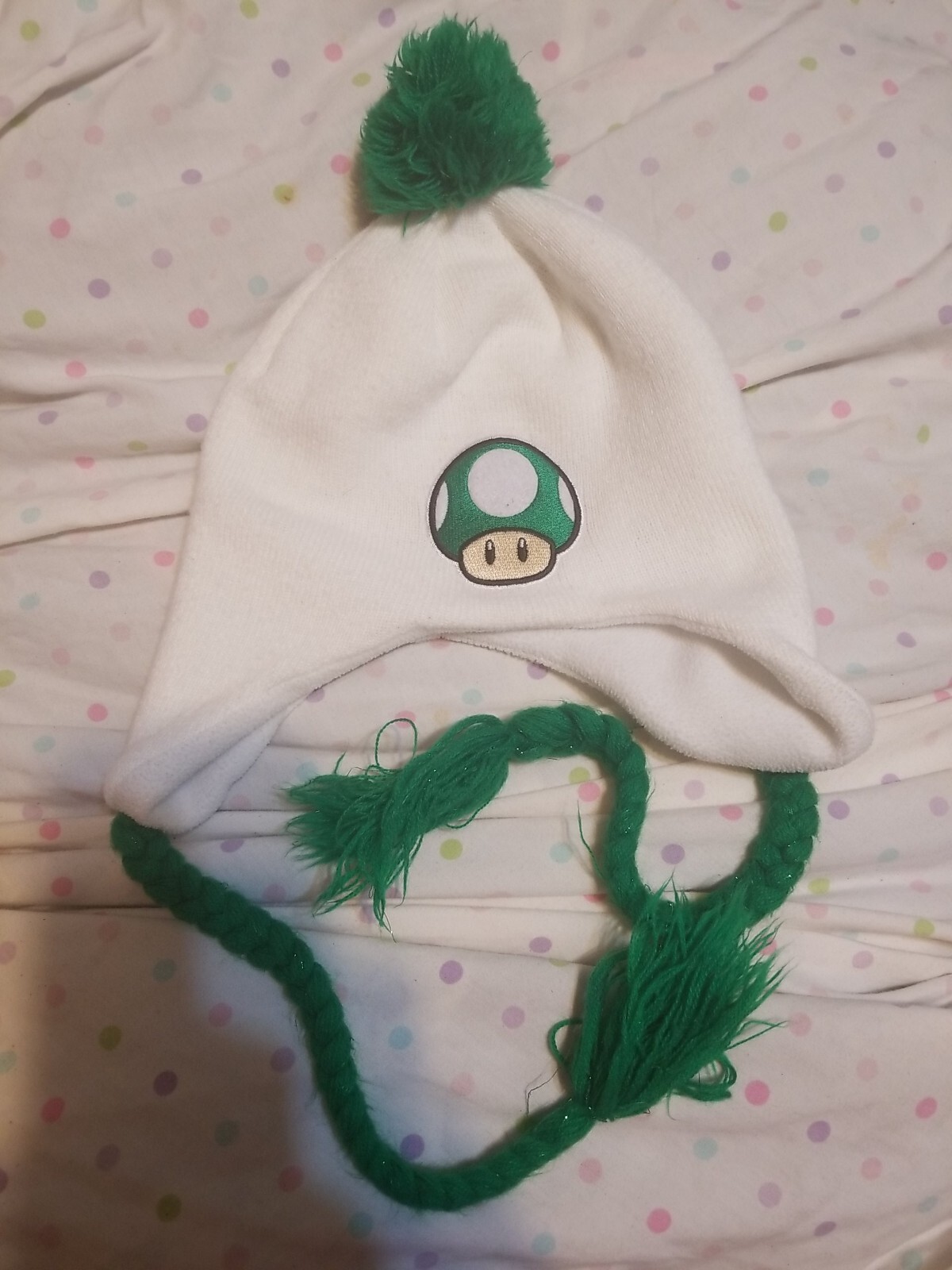 Nintendo Super Mario Bros 1-Up Mushroom Green/White Beanie Hat | eBay