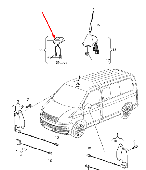 VOLKSWAGEN TRANSPORTER T5 Aerial Antenna 7H0035507E NEW GENUINE | eBay UK