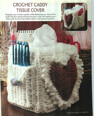 CROCHET CADDY TISSUE COVER WITH POCKETS HOME DECOR CROCHET PATTERN INSTRUCTIONS | eBay