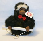 Goffa Plush Black Monkey On A Swing Red Bowtie Stuffed Animal 8" | eBay