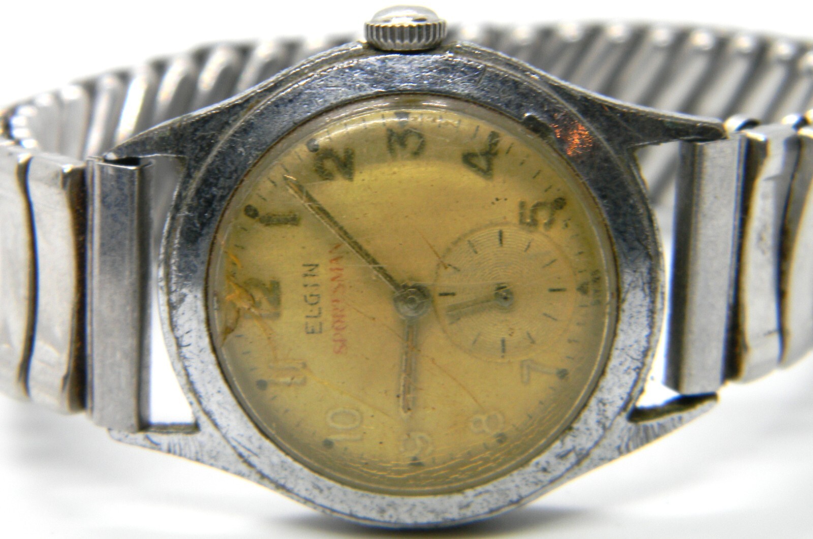 EG mens Vintage Elgin Military Field Manual 28mm Sub Dial Old Watch ...