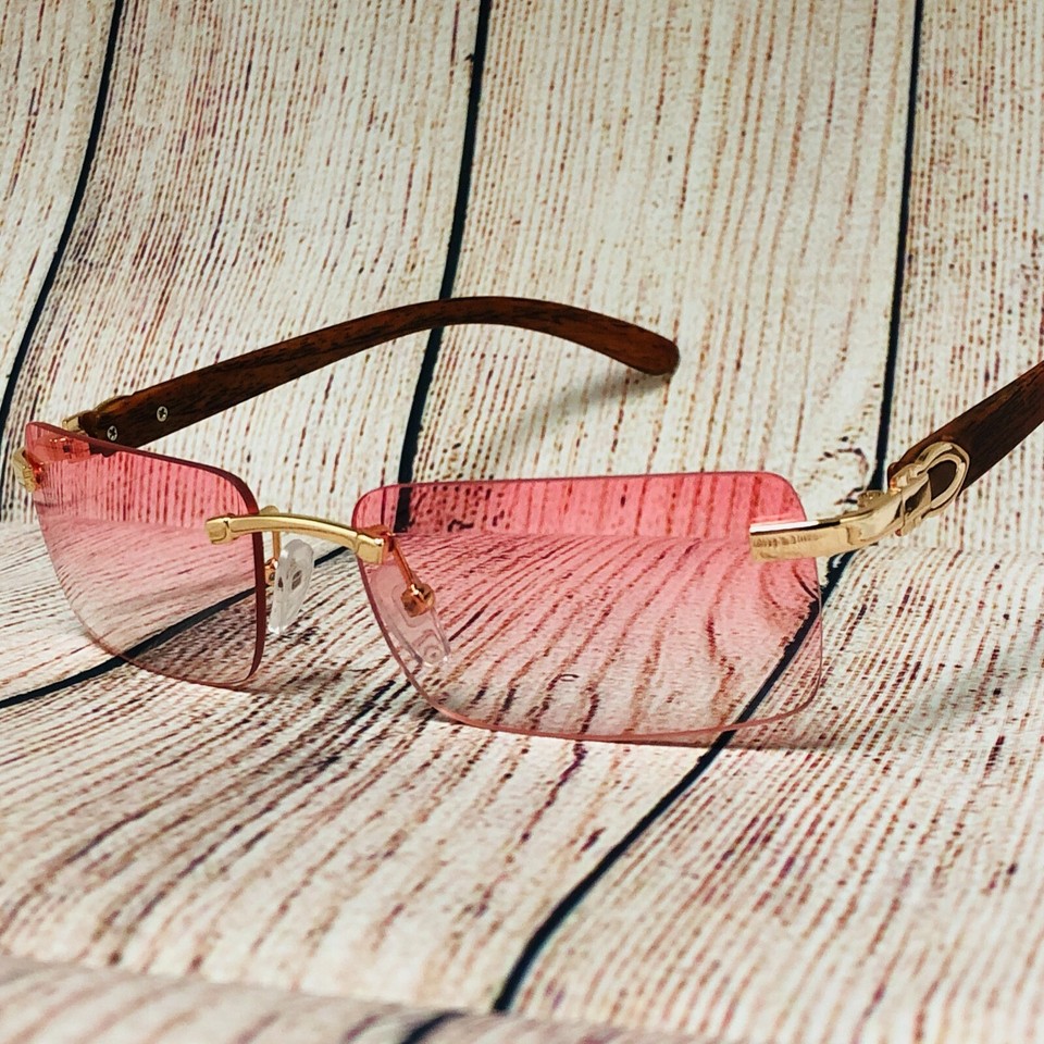 Mens CLASSY Style Wood Buffs Vintage Square Style Clear Marble Lens Eye ...