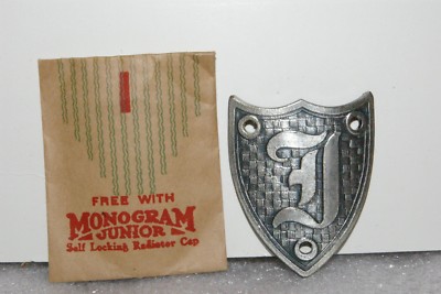 NOS 1920's-1930's Monogram Junior Radiator Motometer Cap Shield Letter ...