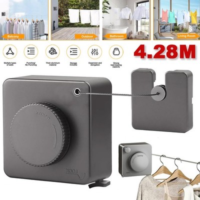 4.2m Retractable Clothes Reel Double Washing Line Wall Mounted Outdoor ...