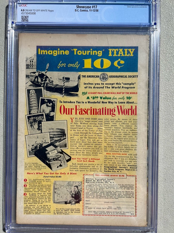 Showcase 17 1958 DC Comics CGC VG 4.0 1st App Adam Strange Origin Issue ...