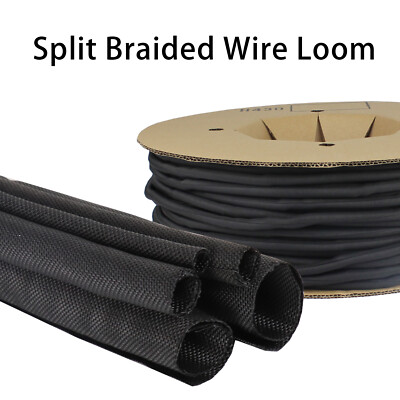 Braided Split Sleeving Wire Loom Tubing Cable insulated Sleeve Cord ...
