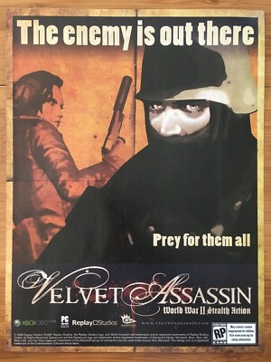 Velvet Assassin Xbox 360 PC 2009 Vintage Poster Ad Art WWII Violette ...