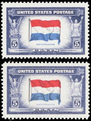 913a, VF NH Reverse Printing of Flag Colors Error With Normal - Stuart ...