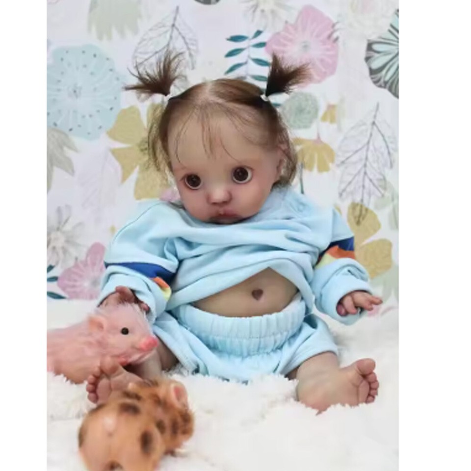 Peeka 16" Painted Reborn Baby Doll Toddler Rooted Hair Cloth Body with ...