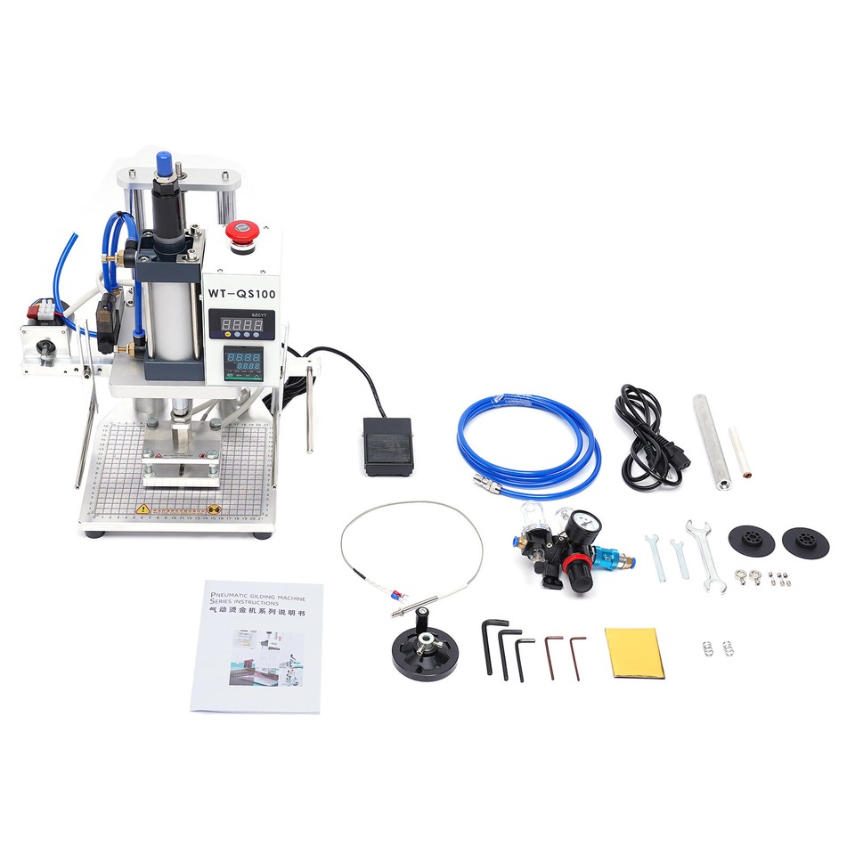 110V 60hz 500W Hot Foil Stamping Machine Air Pneumatic Logo Leather PVC ...