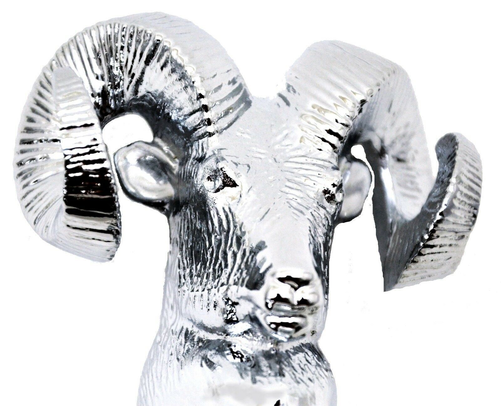 Hood Ornament Rams Head Chrome Die Cast for Flat Surface 3.5" Tall GG ...
