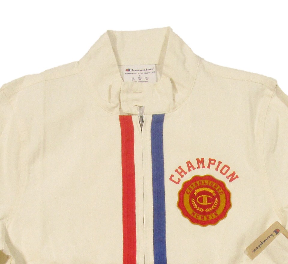 Champion Men's Ivory Lightweight Cotton Full Zip Bomber Jacket | eBay