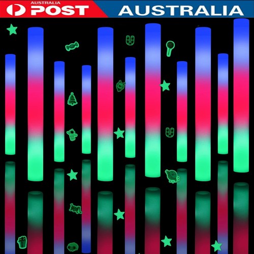 100 LED Glow Stick Bulk Wedding DJ Flashing Rally Rave Party Foam Glow ...