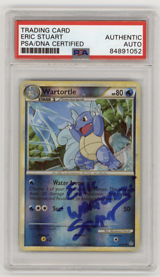 PSA Signed Eric Stuart Pokemon Wartortle 42/95 Unleashed Reverse Holo ...