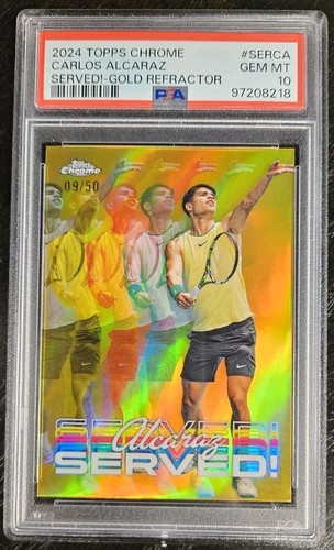 2024 Topps Chrome Tennis Served! Carlos Alcaraz Gold Refractor #'d 9/50 ...