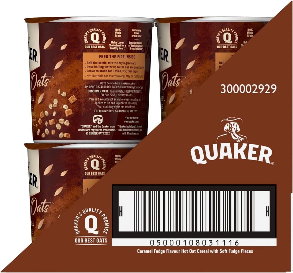 Quaker Heavenly Oats Caramel Soft Fudge Flavoured Porridge Pot 58g ...