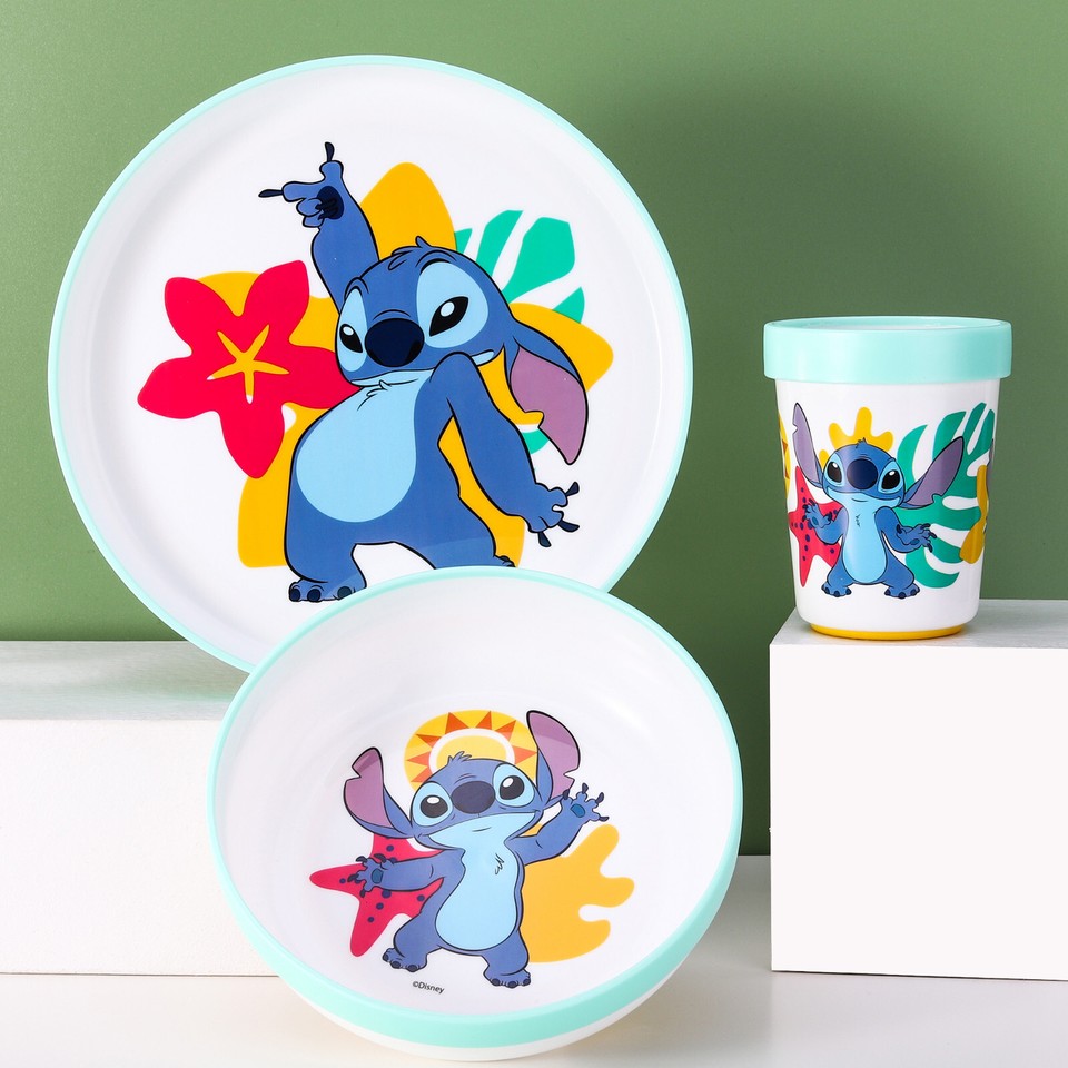 Disney Stitch 3pcs Bicolor Kids Dinner Tableware Set Plate, Bowl ...