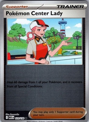 Pokemon Center Lady Reverse Holo Common ME01: Mega Evolution 123/132 NM ...