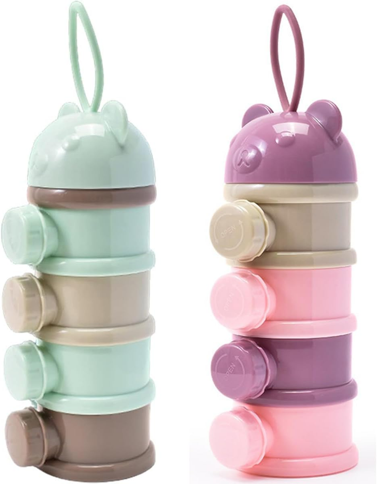Milk Powder Dispenser, 2 Pieces Baby Milk Powder Container, 4-Layer ...