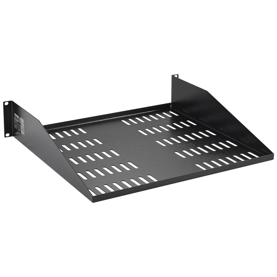 2U Server Rack Shelf 16"/406 mm Depth Vented Rack Mount Shelf with Tray ...