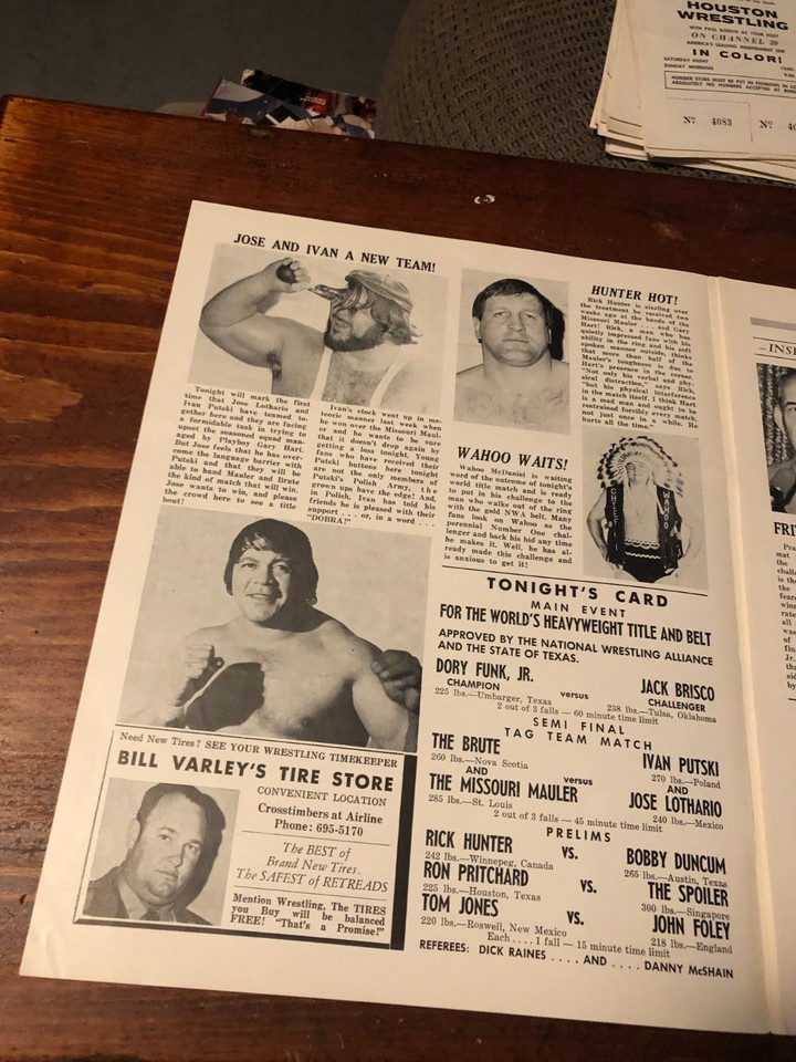 Vintage 03/02/1973 Houston, TX Paul Boesch Wrestling Program NWA/AWA ...