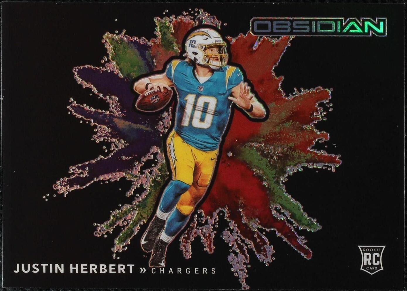 2020 Panini Obsidian - Color Blast Black Justin Herbert #CBB23 (RC) for ...