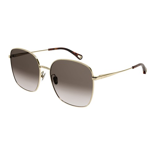 Chloe CH 0076S 001 Gold Metal Square Sunglasses Brown Gradient Lens | eBay