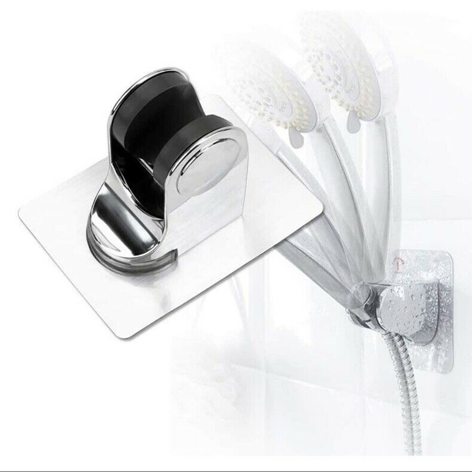 Adjustable Bracket Suction Shower Head Handset Holder Kit Bathroom Wall ...