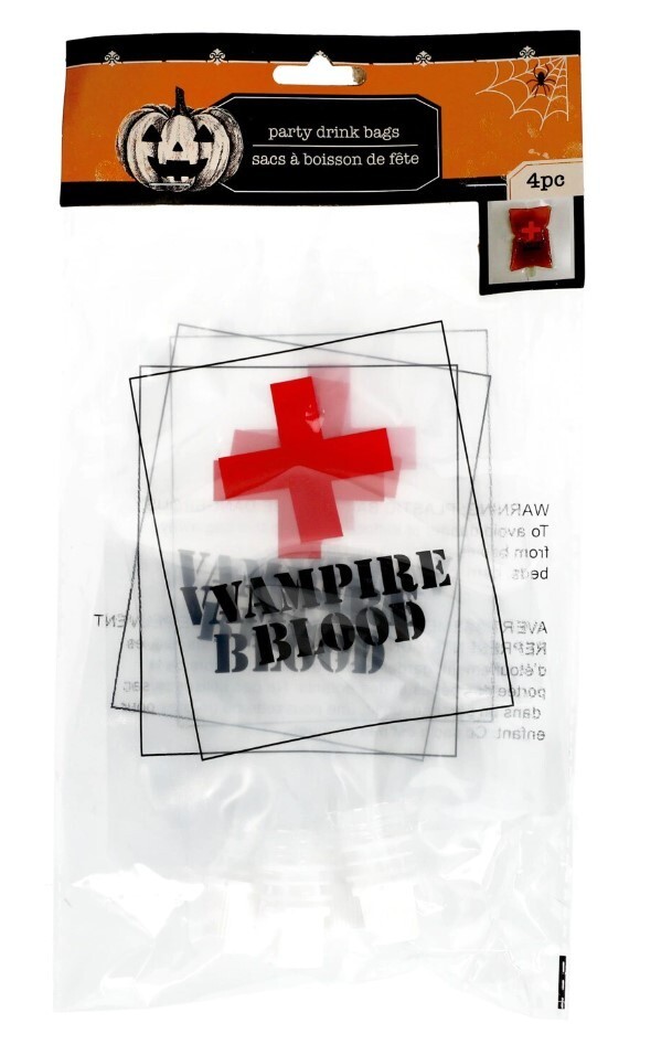 4 Pack Halloween Blood Bags Prop Containers for Drink Halloween Party ...