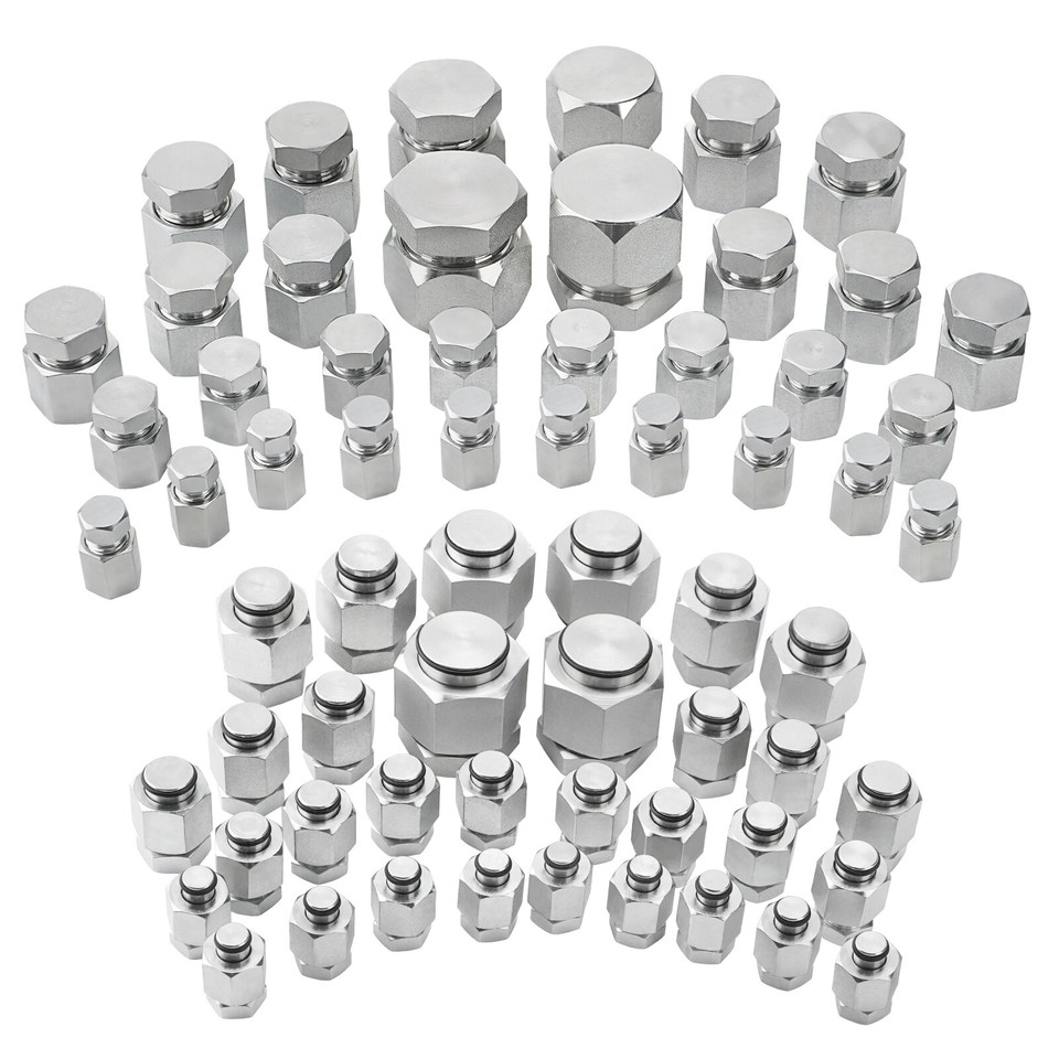 128 PCS JIC and ORFS Hydraulic Cap and Plug Hose Tube Pipe Fitting Cap ...
