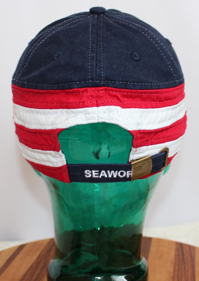 SEAWORLD PATRIOTIC RED/WHITE/BLUE BASEBALL CAP, ONE SIZE ADJ STRAP BACK ...
