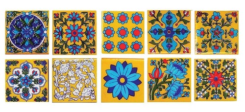 Decorative Handmade Traditional 2 x 2 inch Ceramic Tiles Multicolor ...