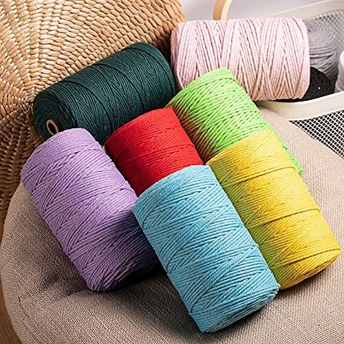 Macrame Cord, 3mm x 218 Yard (About 200m) Natural 220yards/200m Dark ...