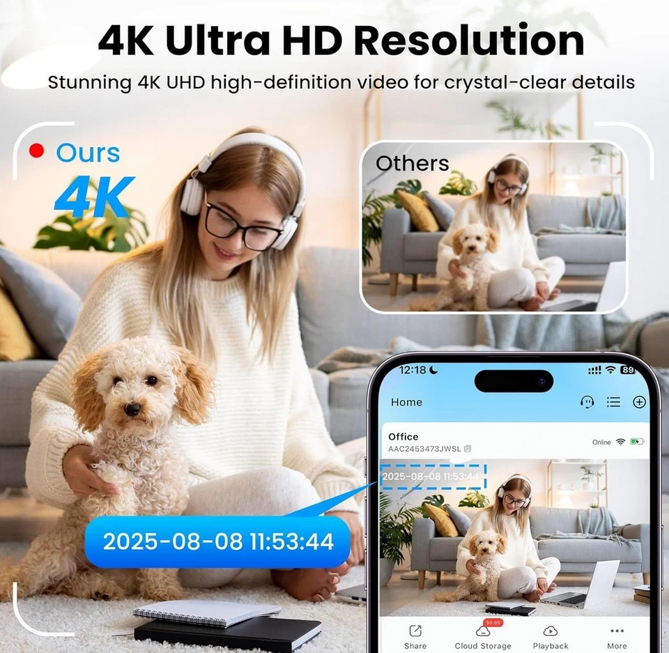 4K UHD Mini Camera with Real-Time Recording, AI Motion & Human ...
