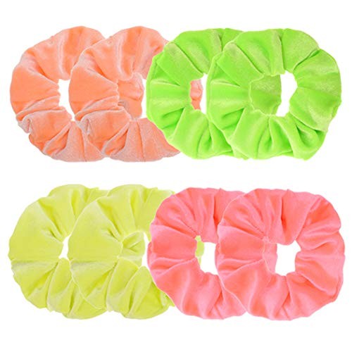 8 Pcs Neon Color Solid Velvet Scrunchies for Hair Girls' 8 Neon Scrunchies | eBay