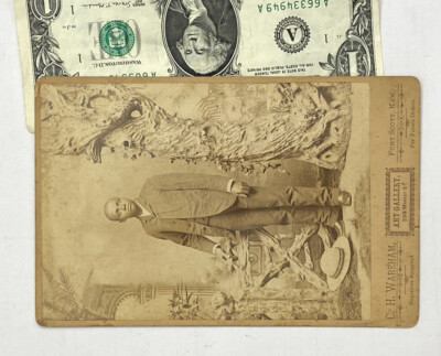 ANTIQUE *AFRICAN-AMERICAN MALE* Fort Scott KANSAS SEPIA STUDIO CABINET ...